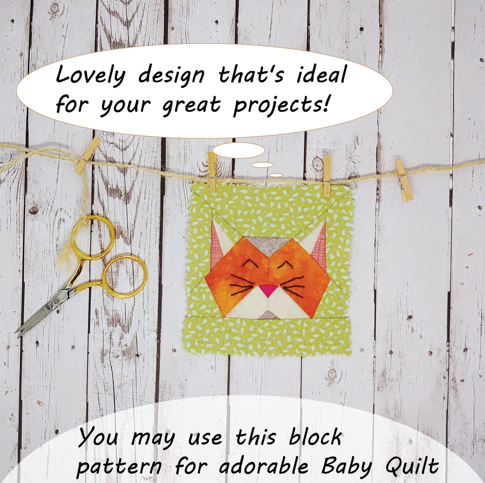 Sleepy Cat Kitty Quilt Block Pattern Baby Quilt Block | Etsy