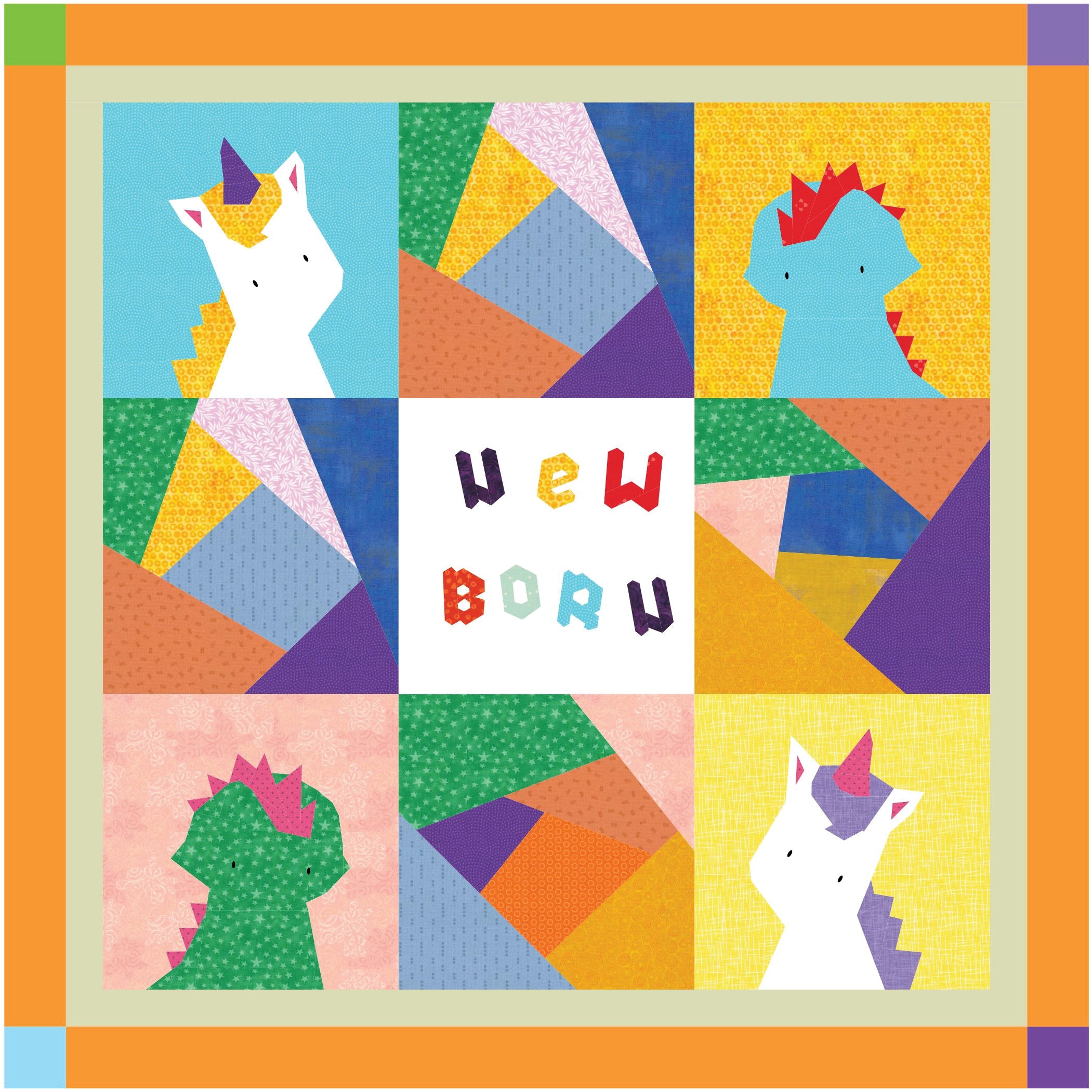 Cute Baby Unicorn Quilt BLOCK PDF Quilt Block Pattern Baby | Etsy