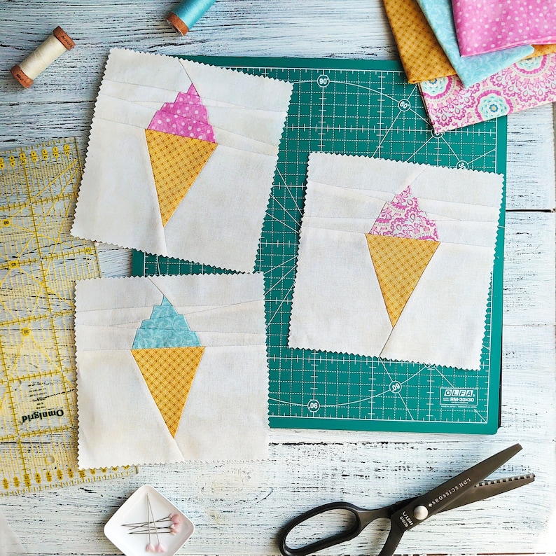 Summer Quilt Block Pattern Ice Cream Cone Quilt Block | Etsy
