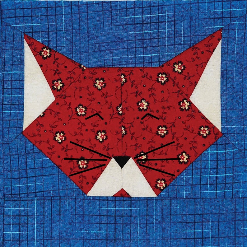 Happy Cat - Cat Quilt BLOCK Pattern | Kitty Quilt Block Pattern | Meow ...