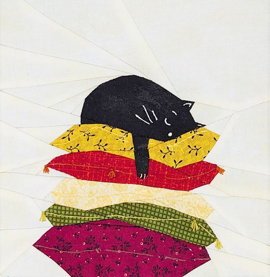 Purrrfect Nap Cat Quilt BLOCK Pattern - Kitty Quilt Block | Animal ...