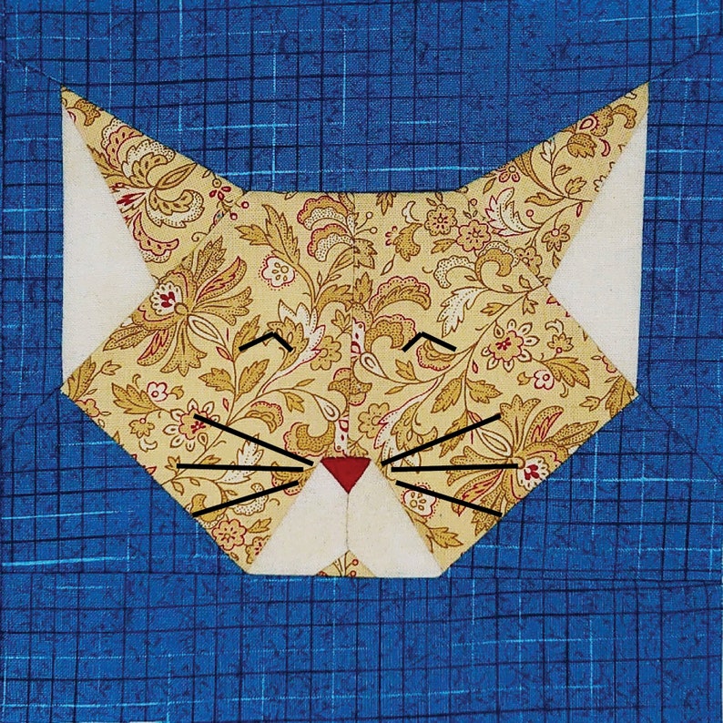 Happy Cat - Cat Quilt BLOCK Pattern | Kitty Quilt Block Pattern | Meow ...