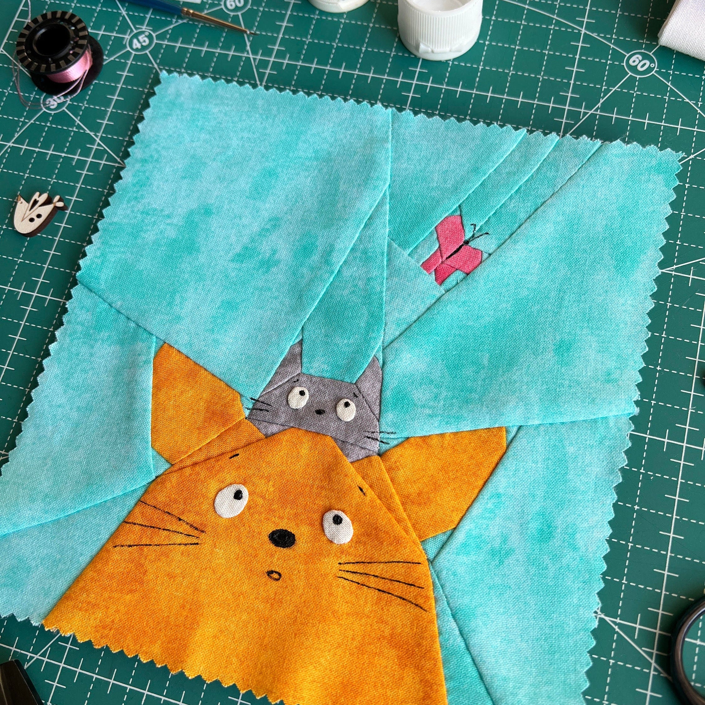 Curious Cats Quilt BLOCK Pattern Cat Quilt Pattern - Etsy Canada