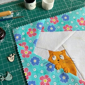 Ginger Cat Peek-a-boo Quilt BLOCK Pattern - Cat Quilt Pattern - Etsy