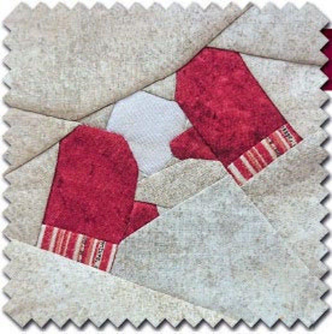 PDF Christmas Quilt Block Pattern - Snowy Mittens Quilt Block | Winter ...