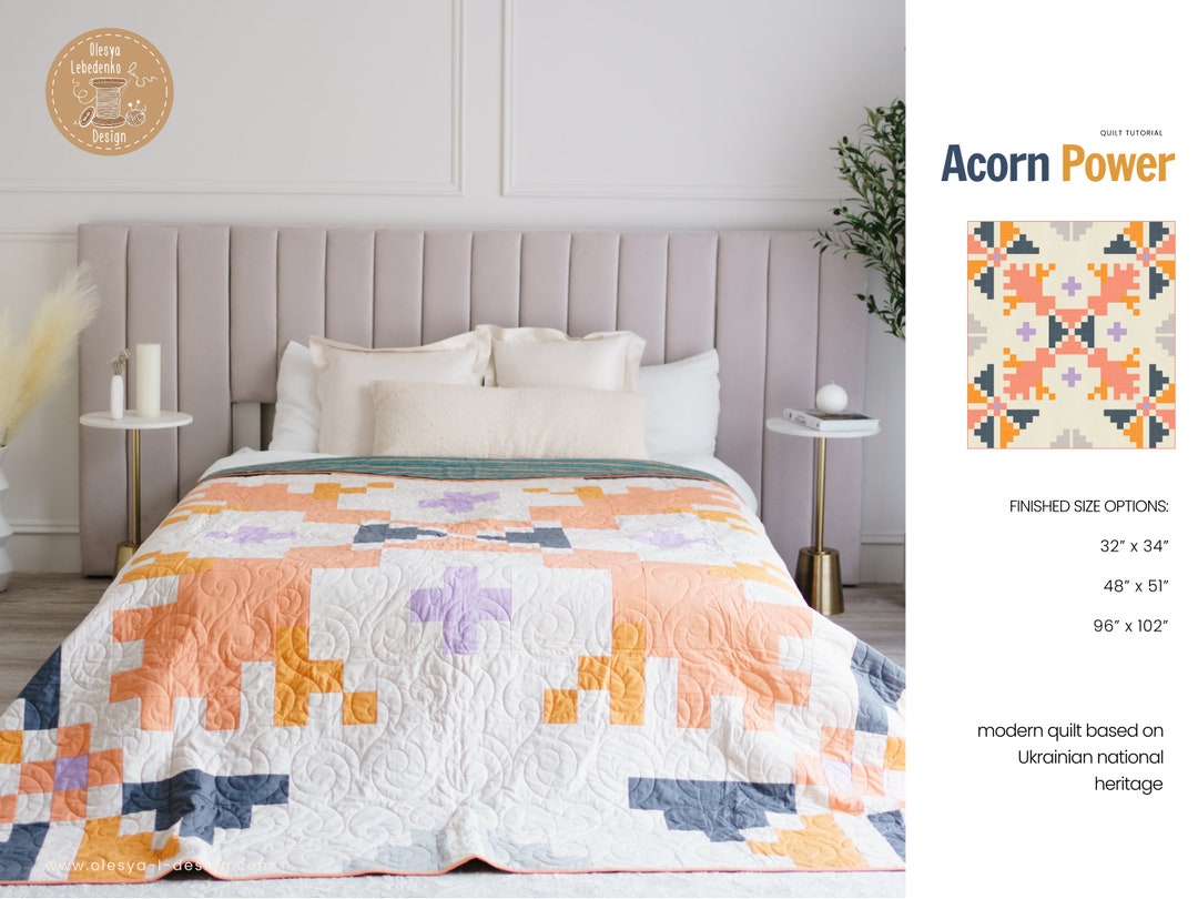 Modern Quilt Patterns - Acorn Power Ornament Quilt | Patchwork Pdf ...