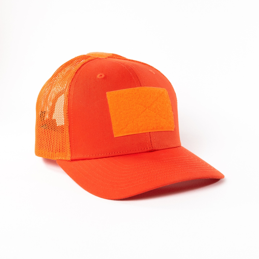 Orange Hat With Custom Patch Panel - Snap Back - Low Profile Ball Cap ...