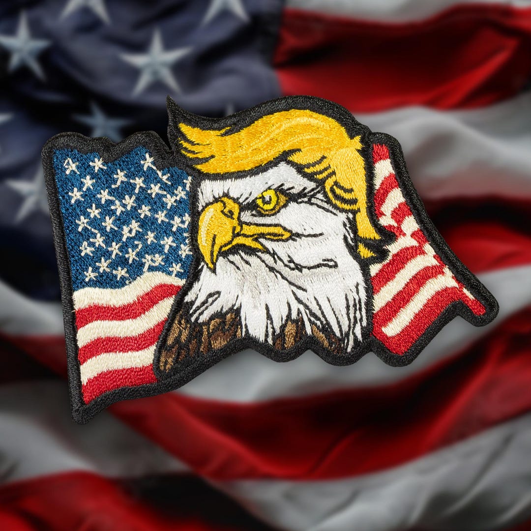 Waving American Flag With TRUMP Eagle Morale Patch - Etsy