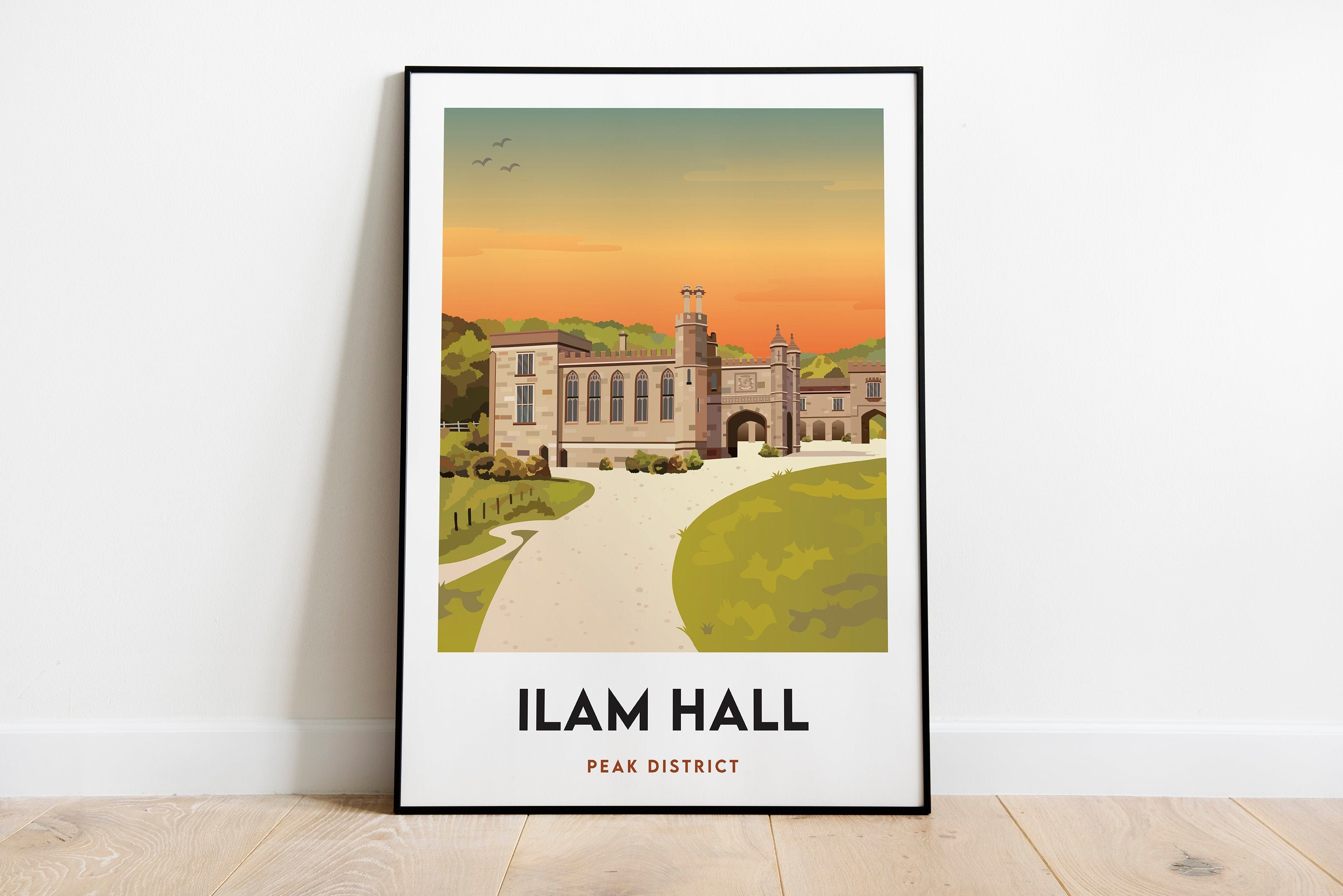 Ilam Hall, Dovedale, Peak District. Art Print / Travel Poster. Retro ...
