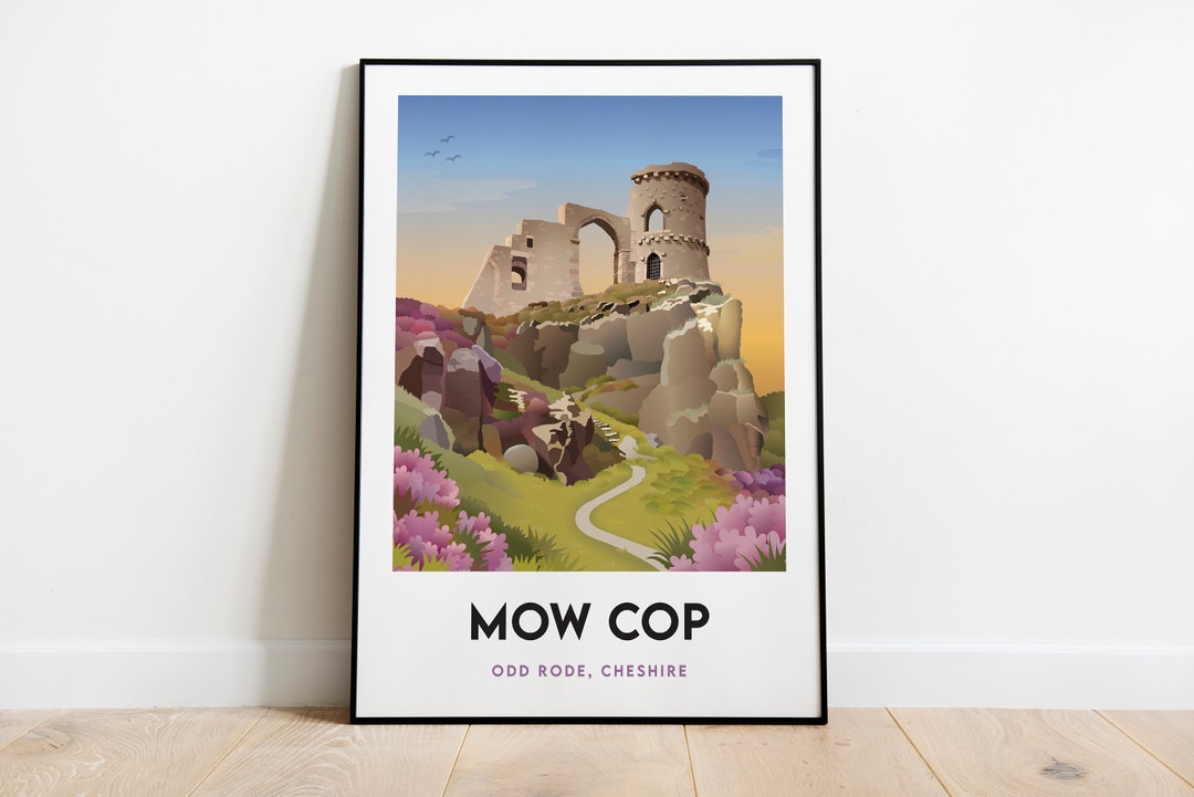 Mow Cop Castle, Odd Rode, Cheshire. Art Print / Travel Poster. Retro ...