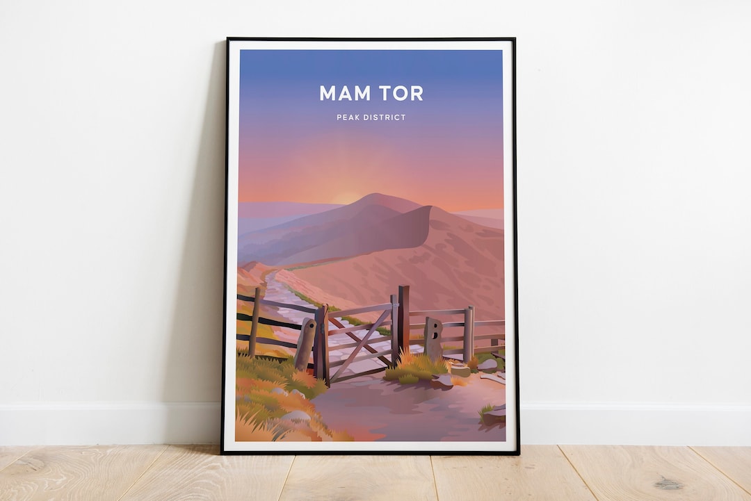 Mam Tor Sunrise Art Print, Peak District Travel Poster. Modern Style ...