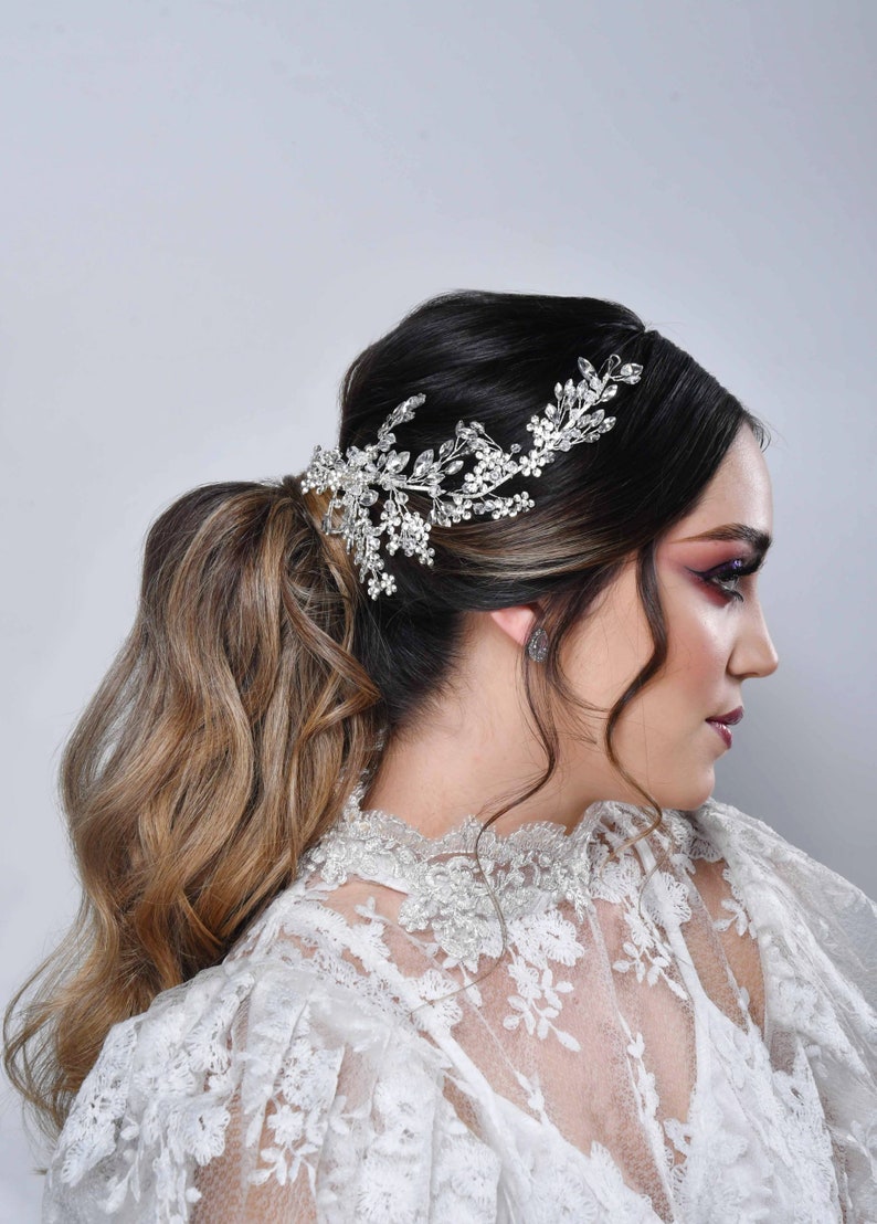 Crystal Wedding Headpiece VICTORIA Bridal Headpiece Silver - Etsy
