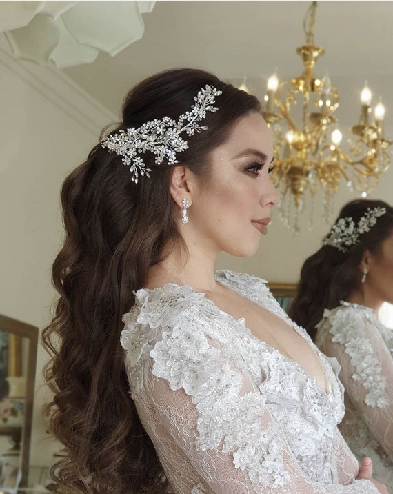 Crystal Wedding Headpiece VICTORIA Bridal Headpiece Silver | Etsy