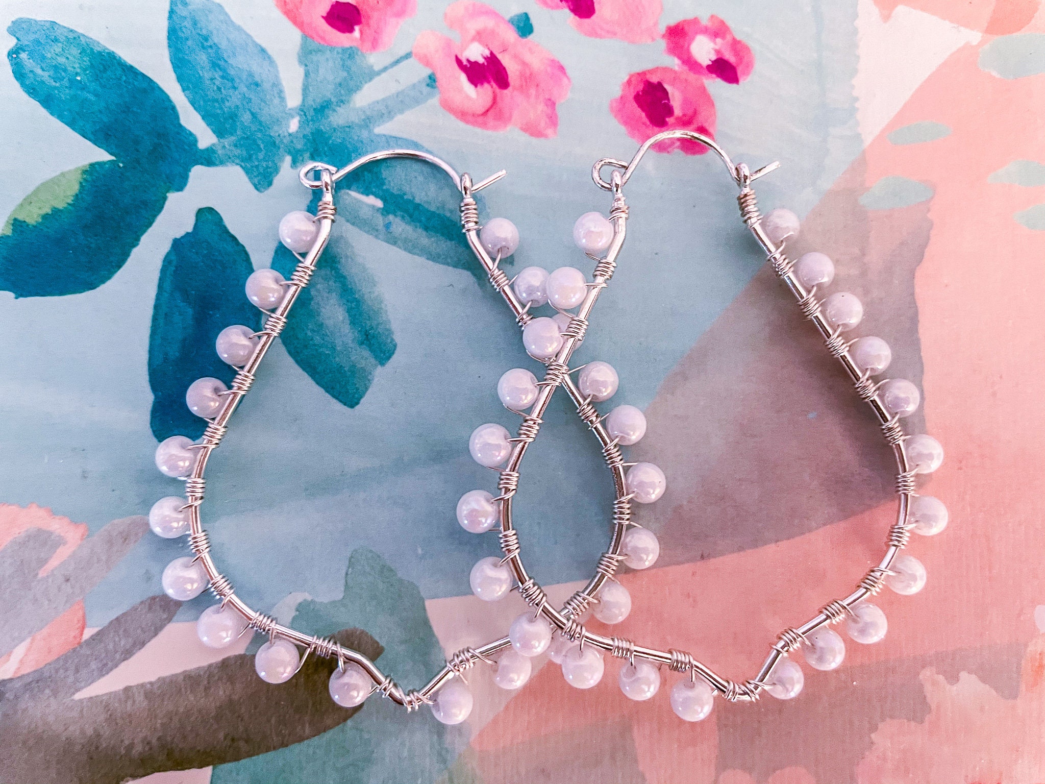 Bead Wrapped Earring Beaded Earring Beaded Hoops - Etsy