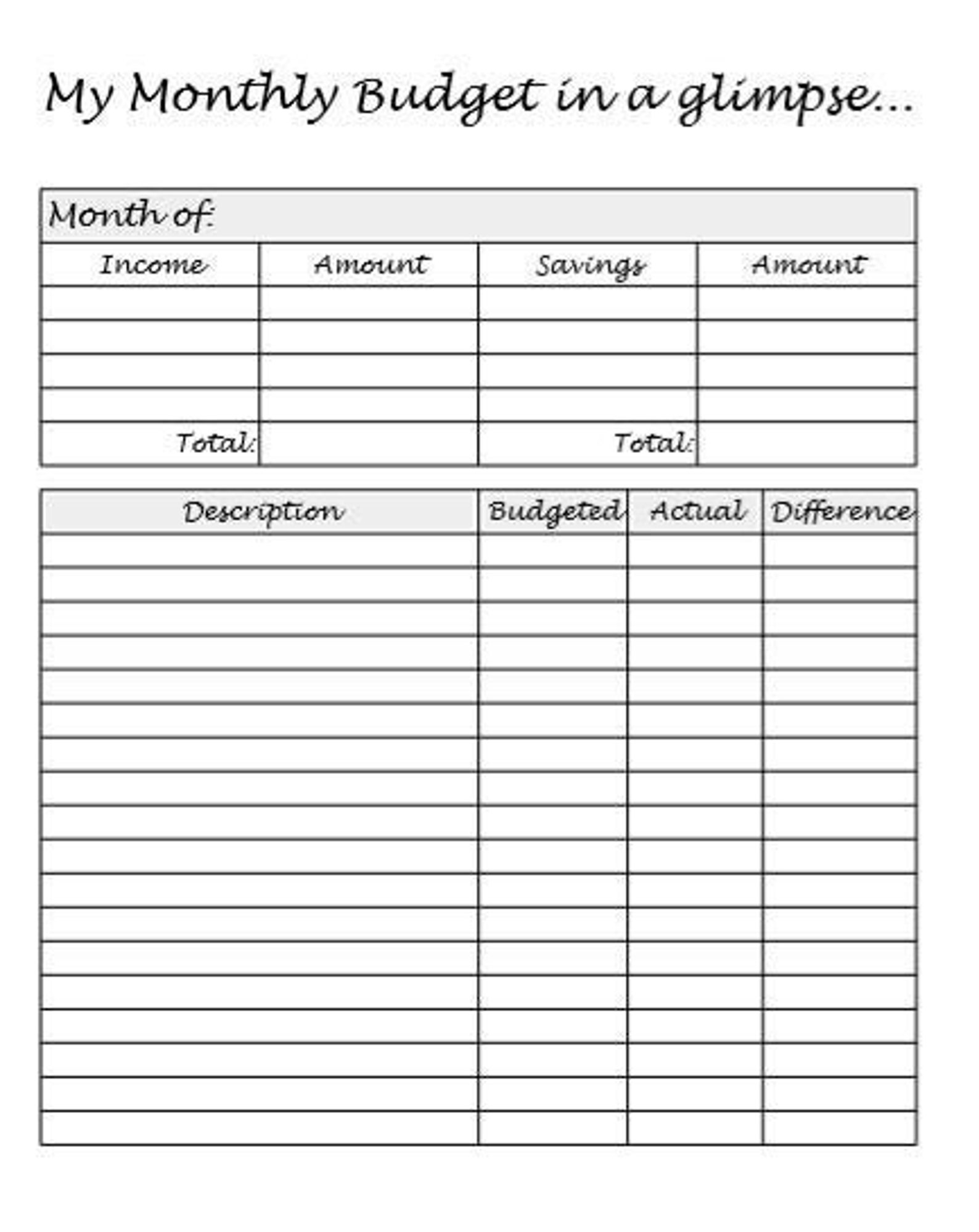 Budget mensuel imprimable, Téléchargement numérique, Planificateur ...