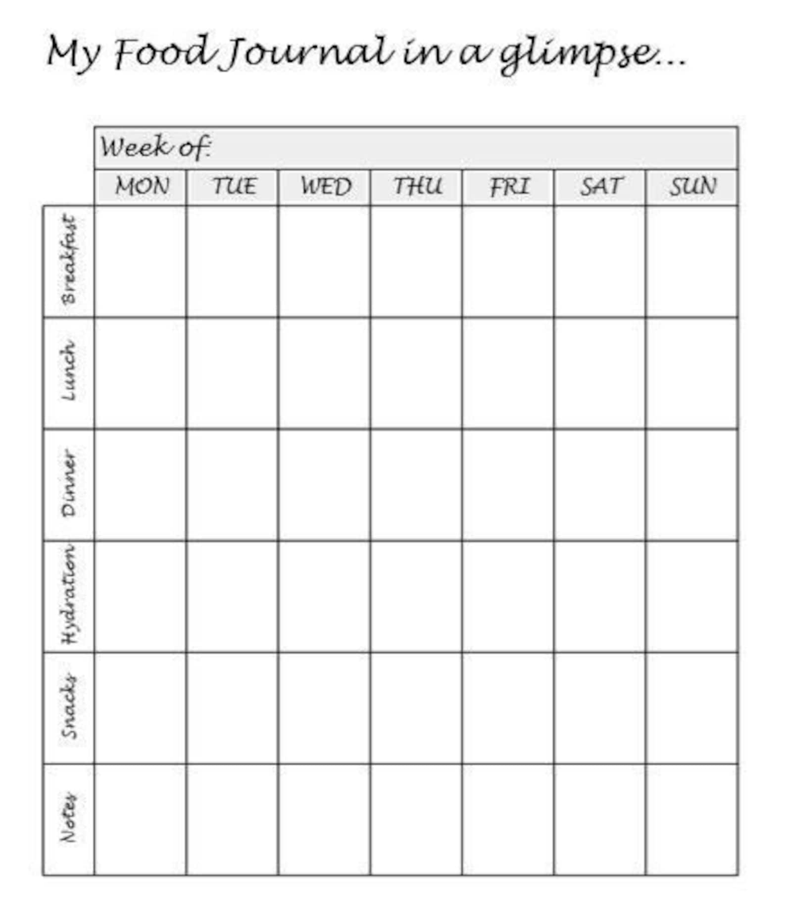 Printable Food Journal #2, Digital Download, Planner, PDF, 8.5 X 11 - Etsy