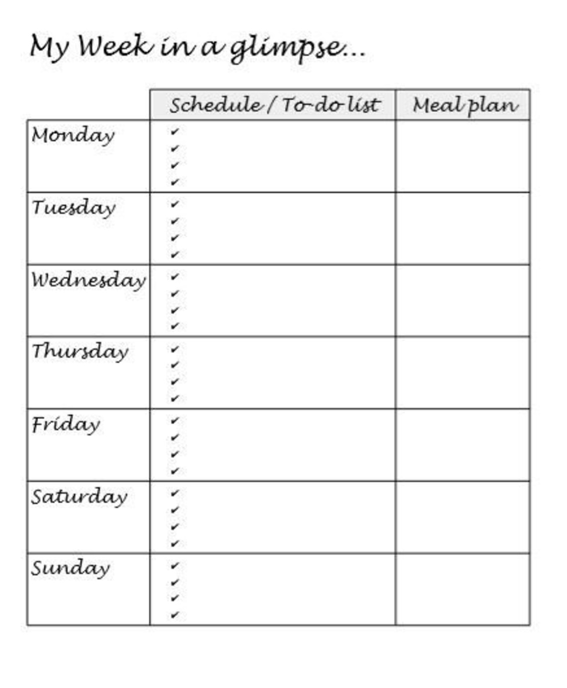 Printable Weekly Planner With Meal Plan, Digital Download, Weekly ...