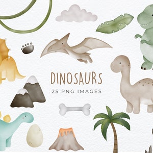 Watercolor Dinosaur Clipart Cute Dinosaurs Watercolour Dino Baby Shower ...
