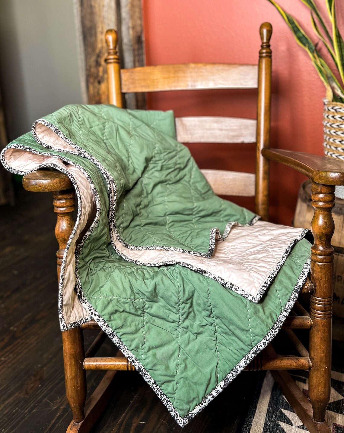 Hand Quilted Whole Cloth Throw Quilt, Baby Wedding Christmas Gift ...