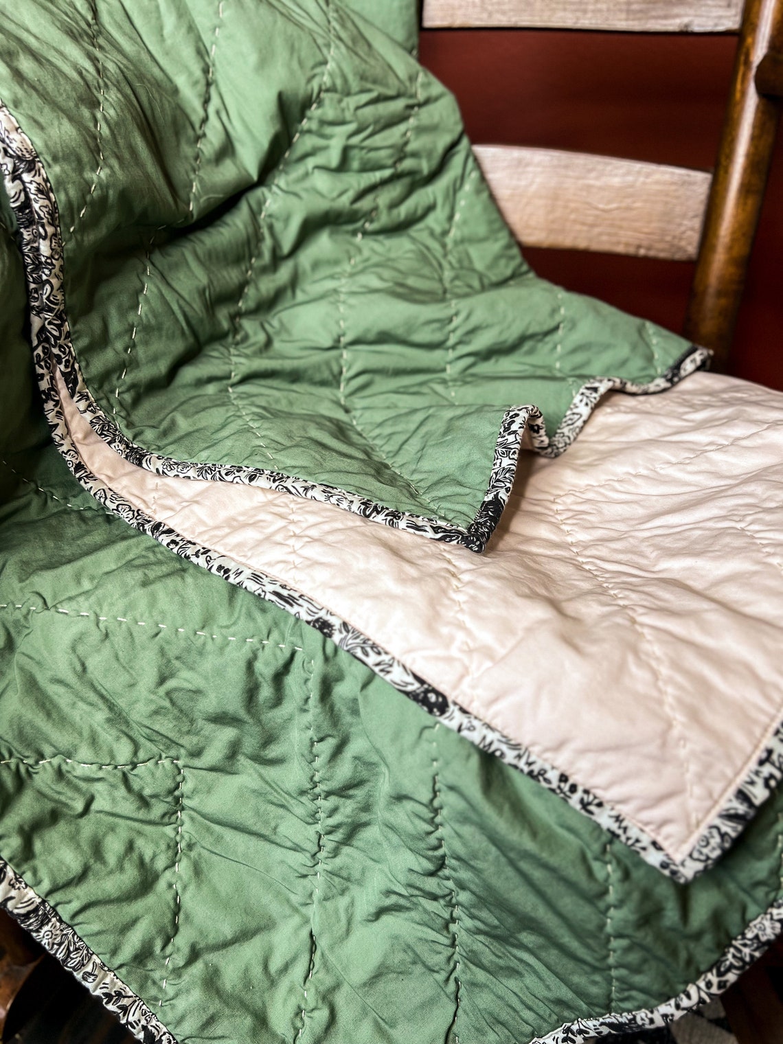 Hand Quilted Whole Cloth Throw Quilt, Baby Wedding Christmas Gift ...