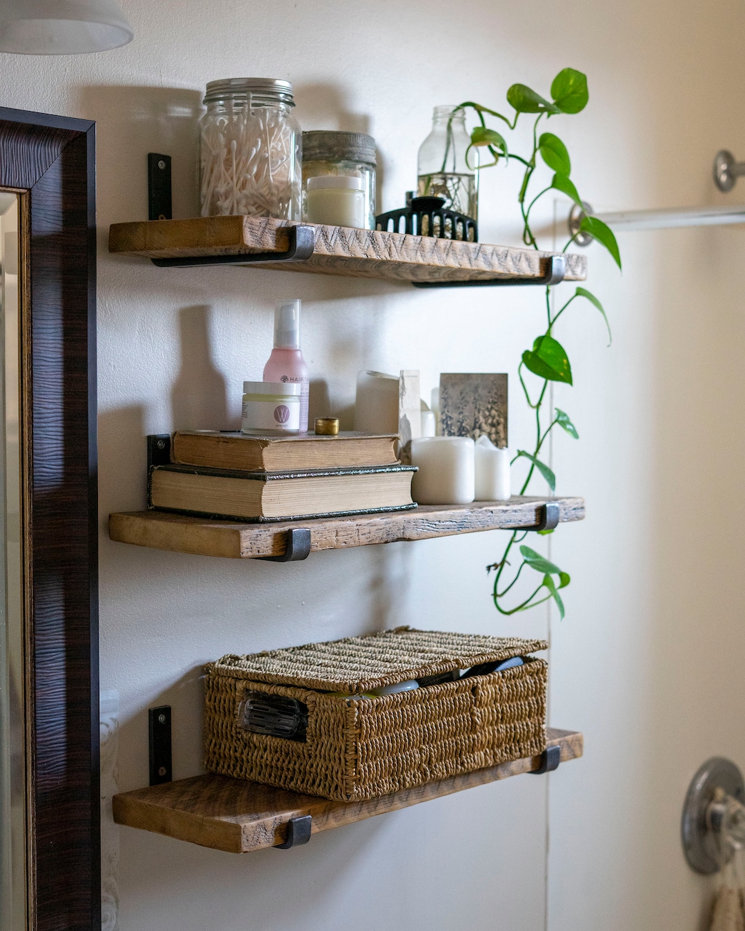 Reclaimed Wood Shelf, Custom Antique Lumber Shelves, Bathroom Shelf ...
