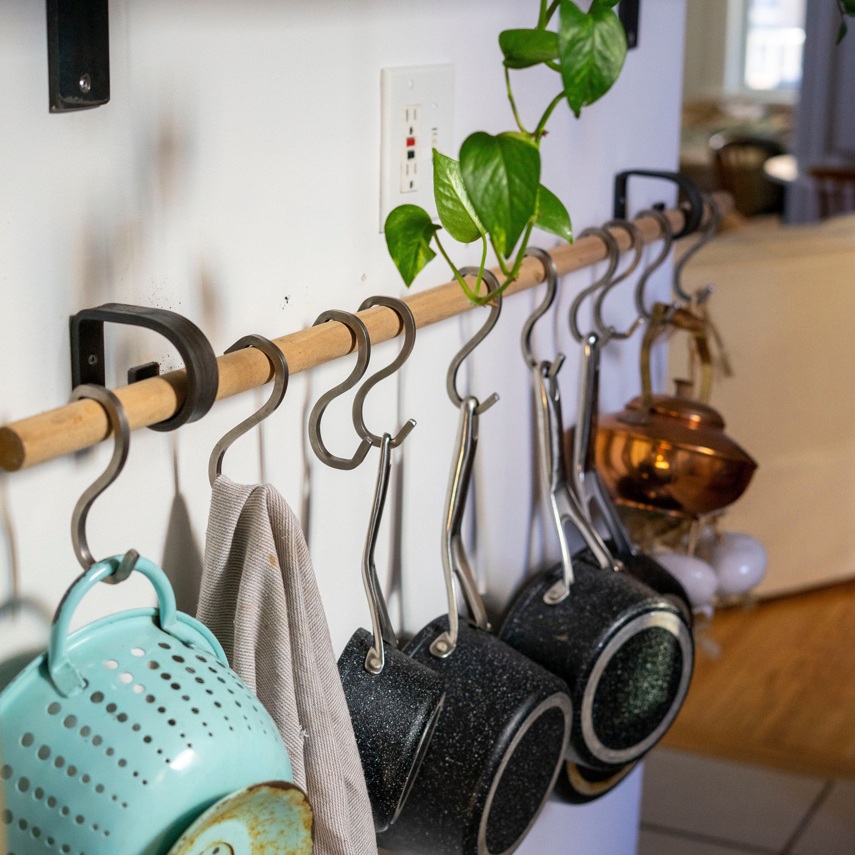 Pan Hanger Utensil Rail Rack, Farmhouse Kitchen Storage, Kitchen Hanger ...