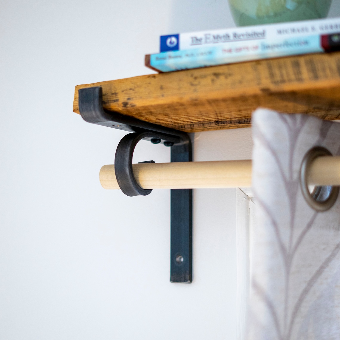 Shelf Bracket With Curtain Rod Holder Shelf and Curtain Hook - Etsy