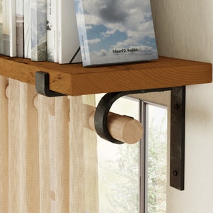 Curtain Rod Holder Brackets With Reclaimed Shelf and Rod Unit, Shelf ...
