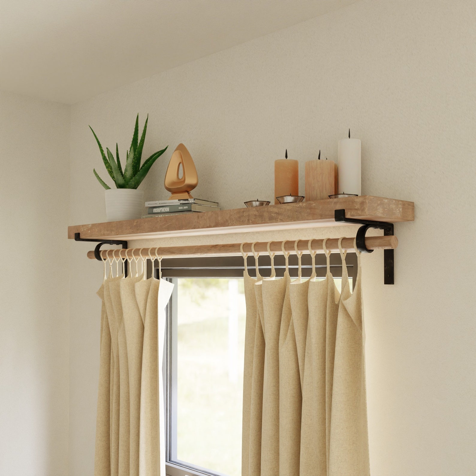 Shelf Bracket With Curtain Rod Holder SOLD INDIVIDUALLY - Etsy