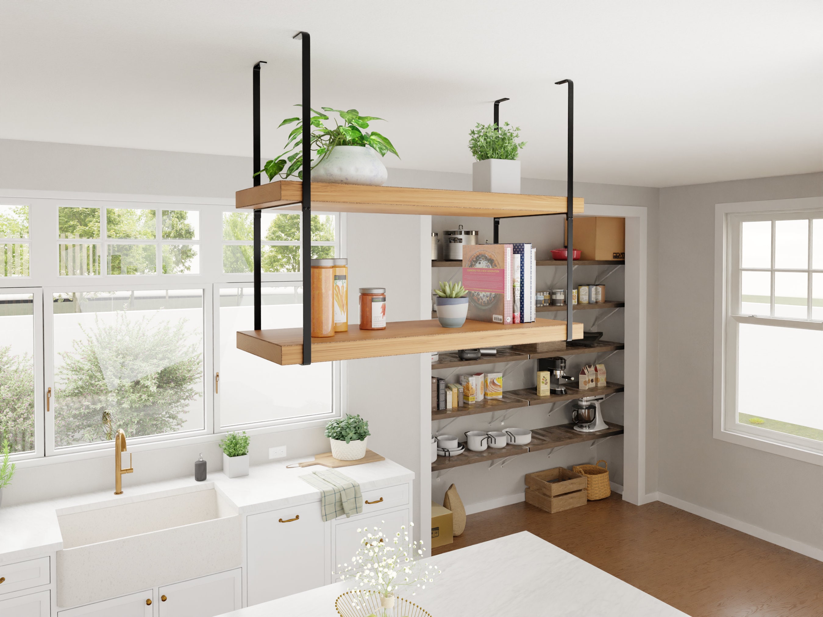 Suspended Ceiling Mounted Shelf Bracket, Floating Island Shelf Bracket ...