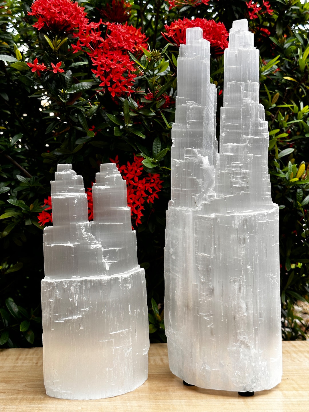 Larg or Extra Large Twin Tower Selenite Skyscraper Lamp, 10 to 17 Tall ...
