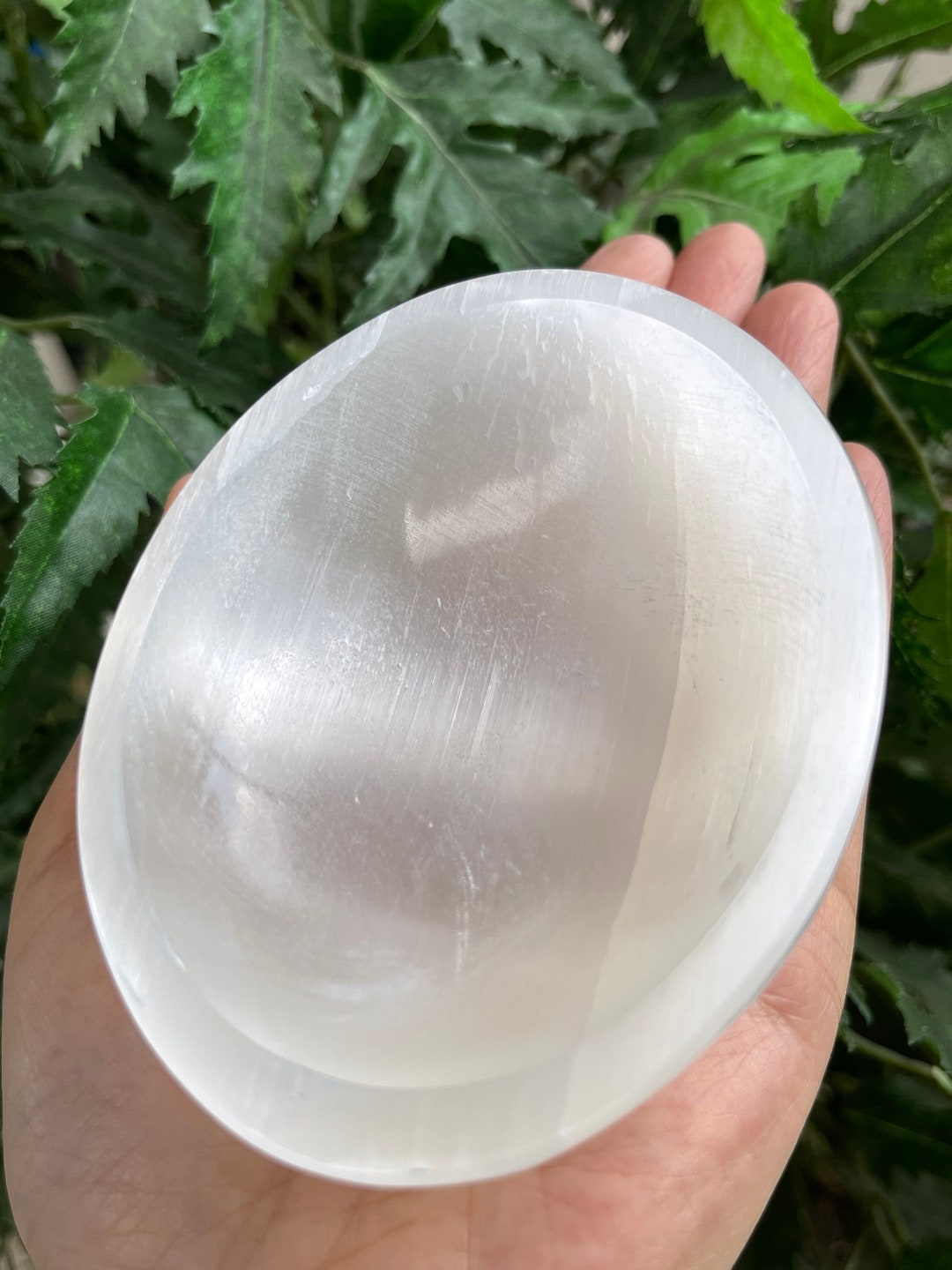 Gemstone Carved 4 Selenite Oval Bowl, Selenite Crystal Polished ...