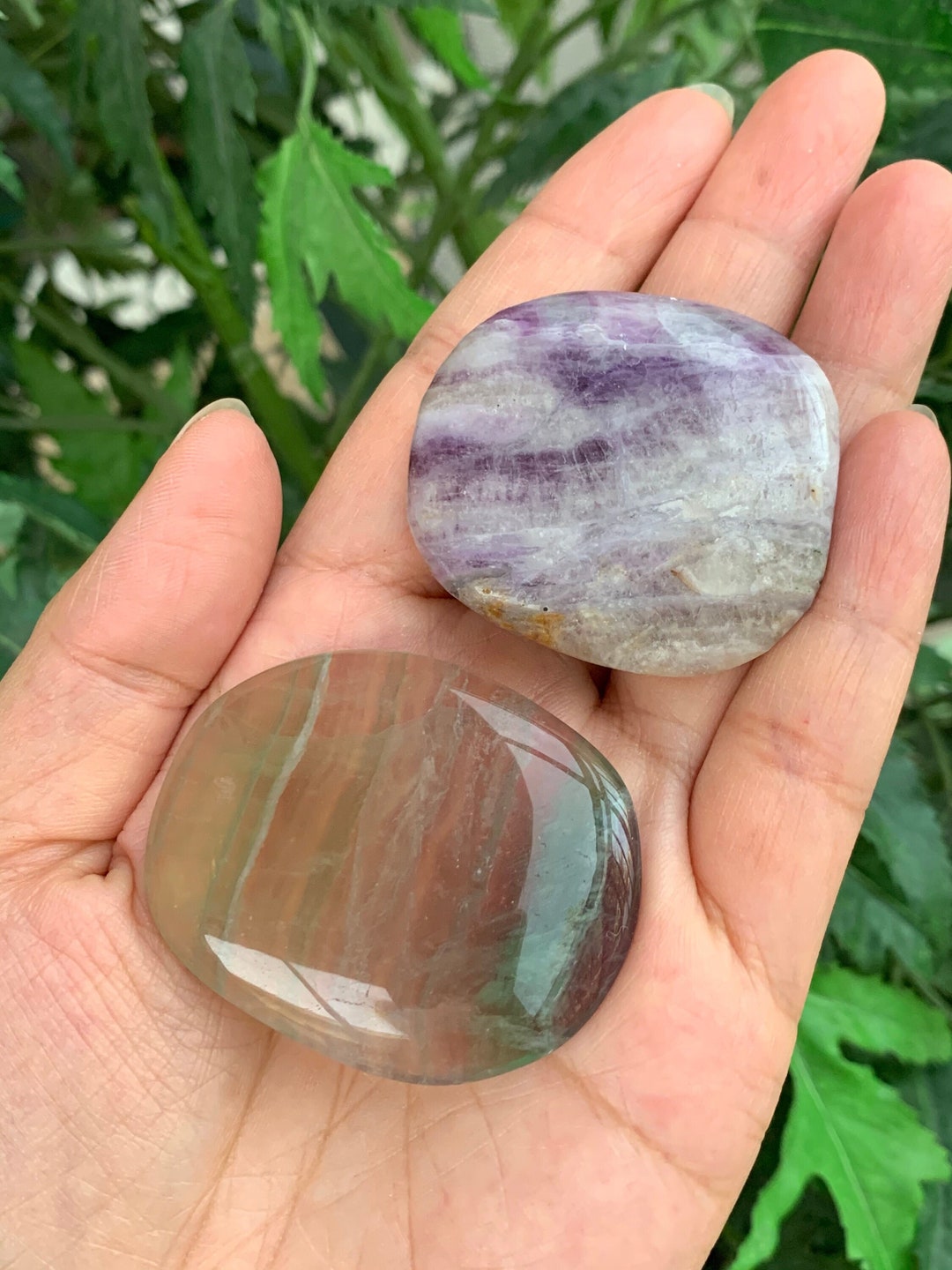 Fluorite Smooth Stones, 1.52 Hand Polished Fluorite Worry Stone, Smooth ...