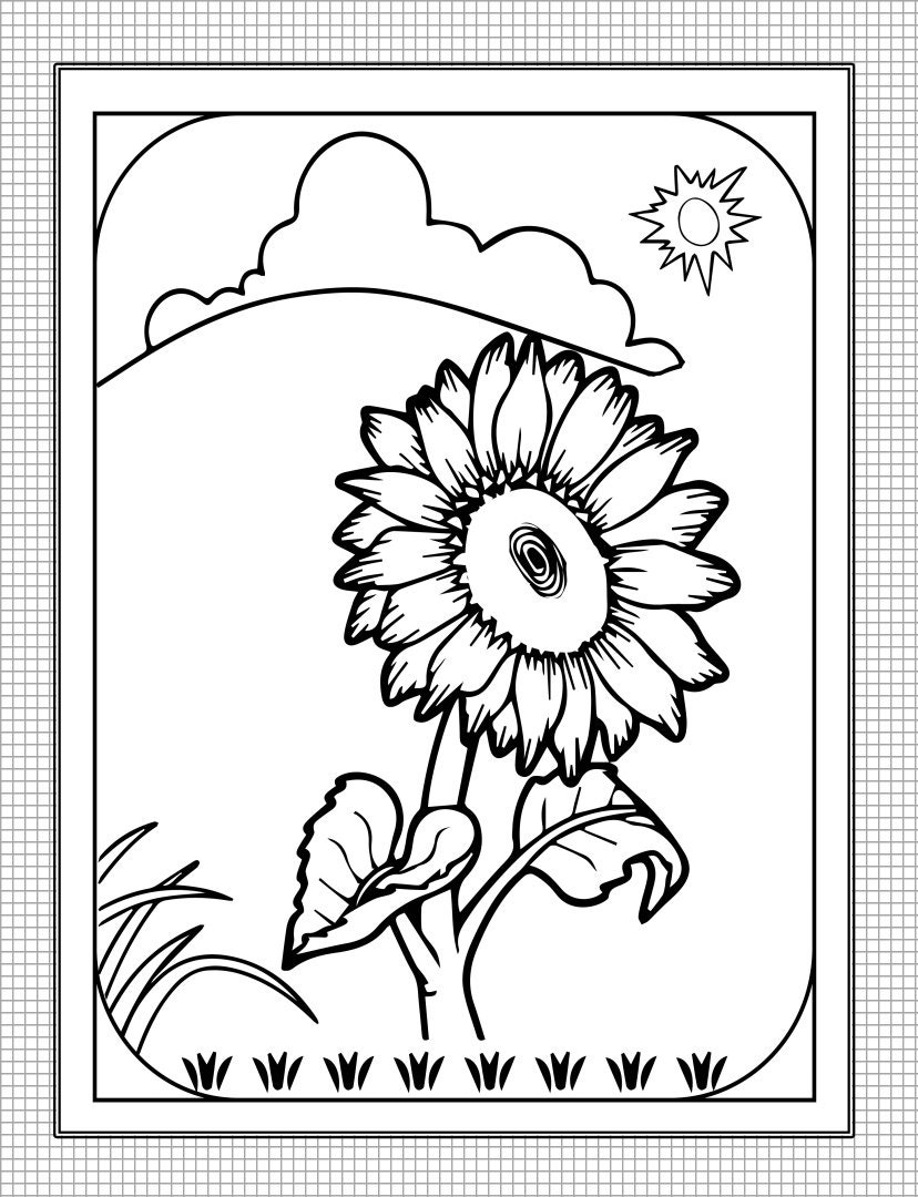 Sunflower Coloring Page | 30 Pages | Nature Coloring Pages, Flower ...
