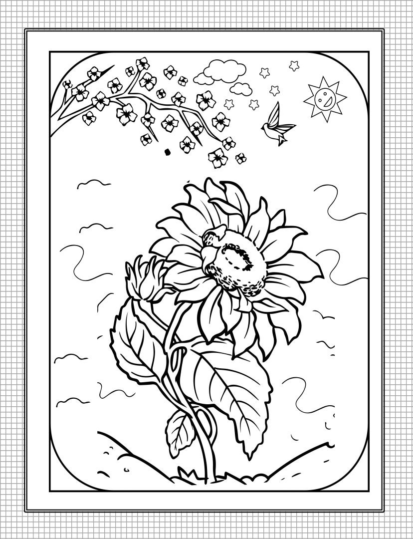 Sunflower Coloring Page 30 Pages Nature Coloring Pages, Flower Coloring ...