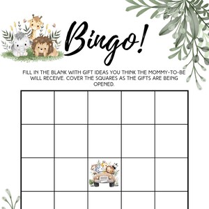 Safari Theme Bingo, Bingo Game, Baby Shower Game, Baby Shower Digital ...