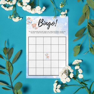 Blue Bear Bingo Baby Shower Game, Bingo Digital Download, Bingo Baby ...