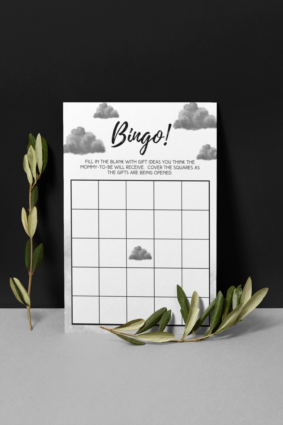 Cloud Theme Bingo Game, Baby Shower Game, Baby Shower Bingo Digital ...