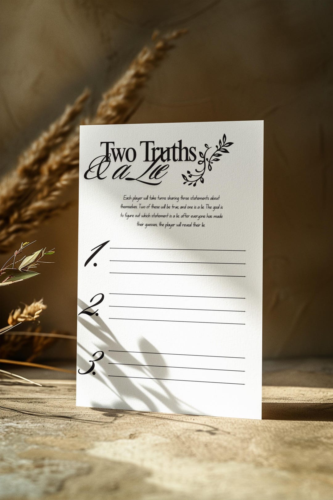 Two Truths and A Lie Game, Icebreaker Game Instant Download Template ...