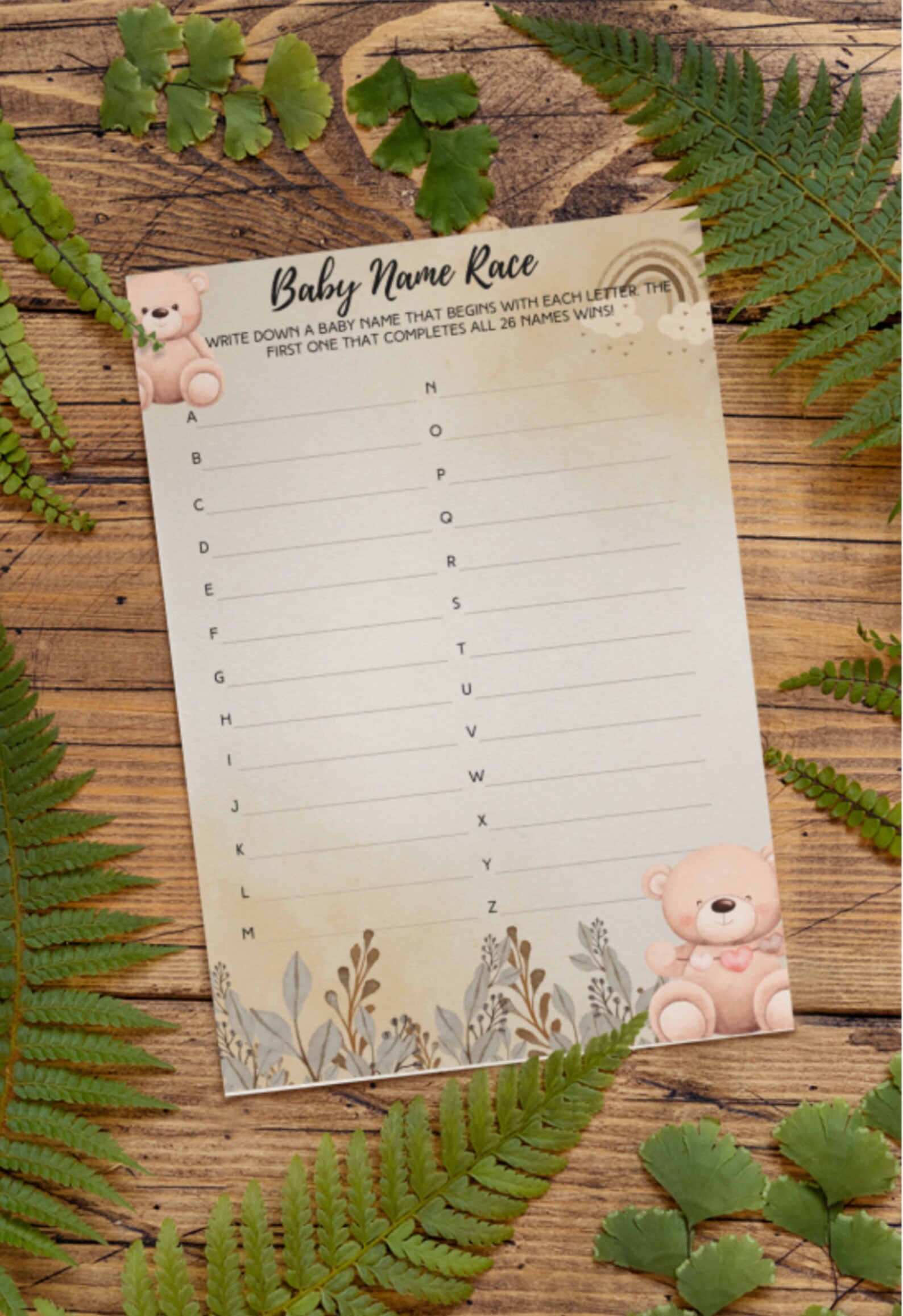 Baby Shower Game, Baby Name Race Game, Alphabet Name Game, Digital ...