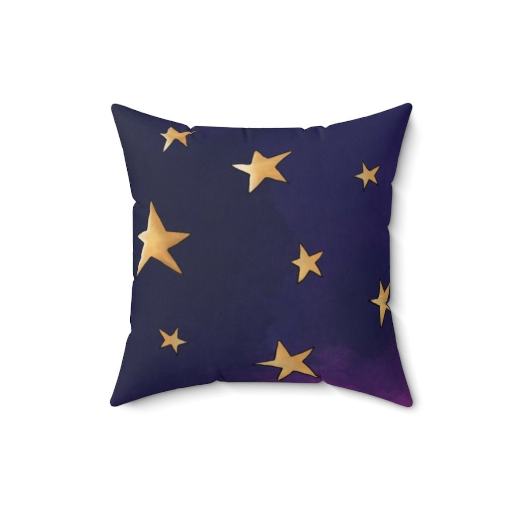 Moon Pillow Moon and Stars Throw Pillow Celestial Watercolor - Etsy