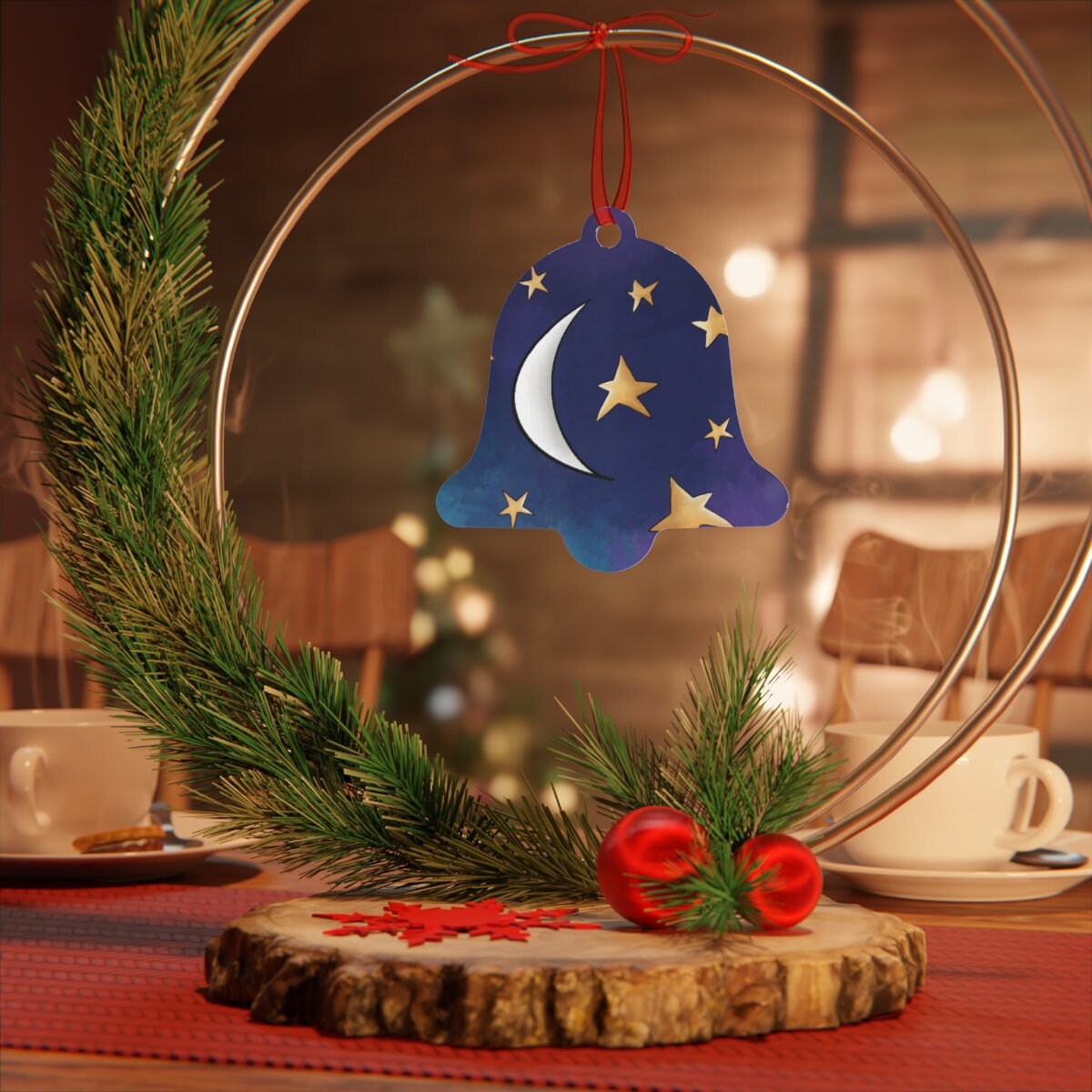 Moon Ornament Moon and Stars Metal Ornament Celestial Bell - Etsy