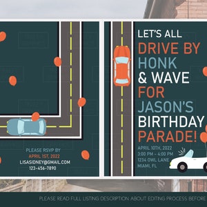 BIRTHDAY PARADE CARD // Digital Invitation / Birthday Party Invite ...