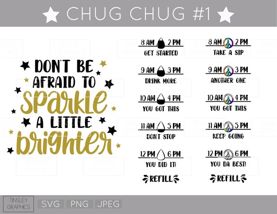 CHUG CHUG 1 2 OPTIONS //Water Bottle Svg Water Marker Svg | Etsy