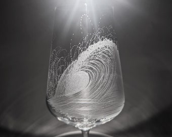 Hand Painted Ocean Wave Wine Glass - Etsy