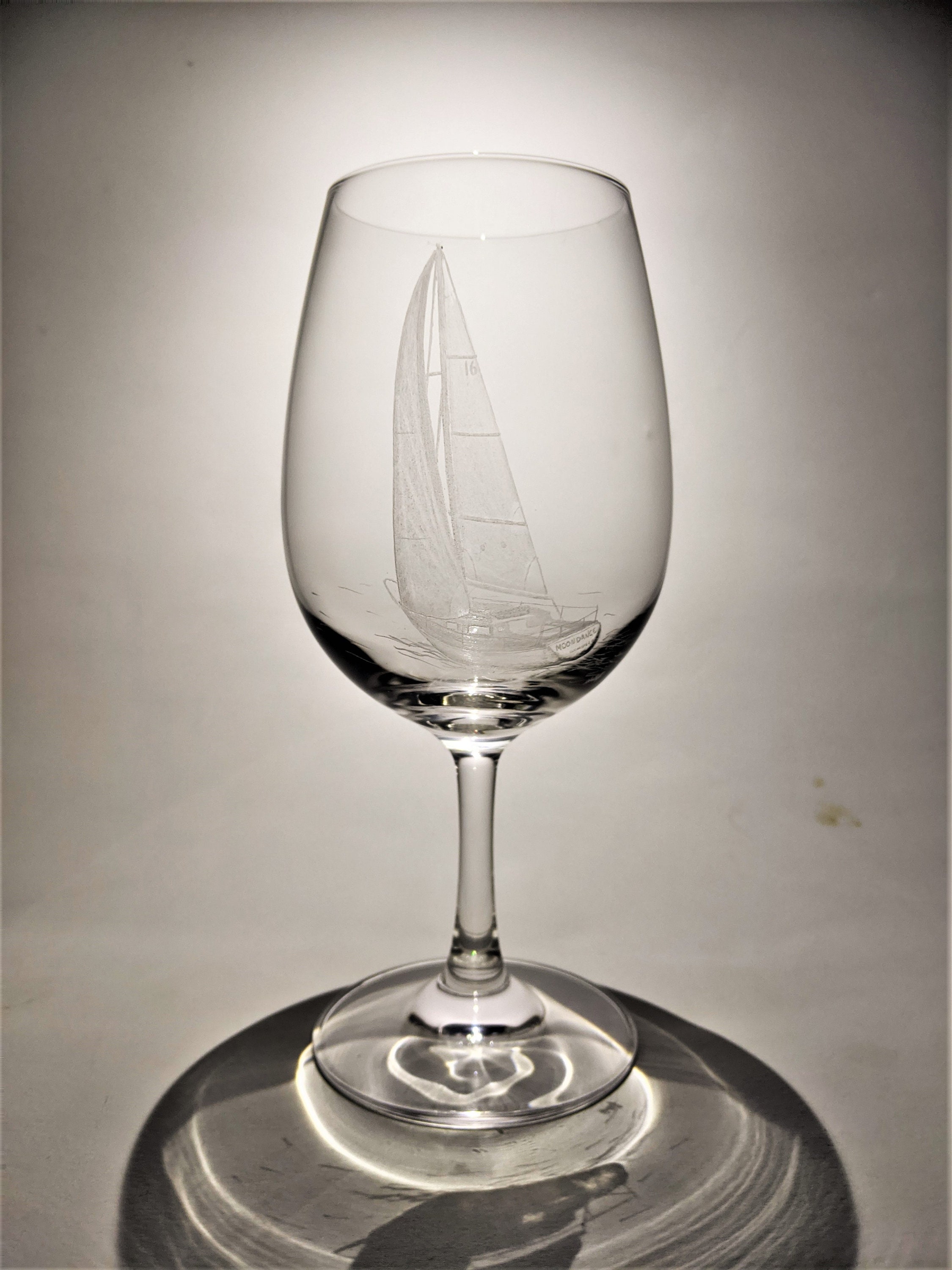 CUSTOMISED Sailing Yacht Wine Glass YOUR BOAT Hand Engraved | Etsy