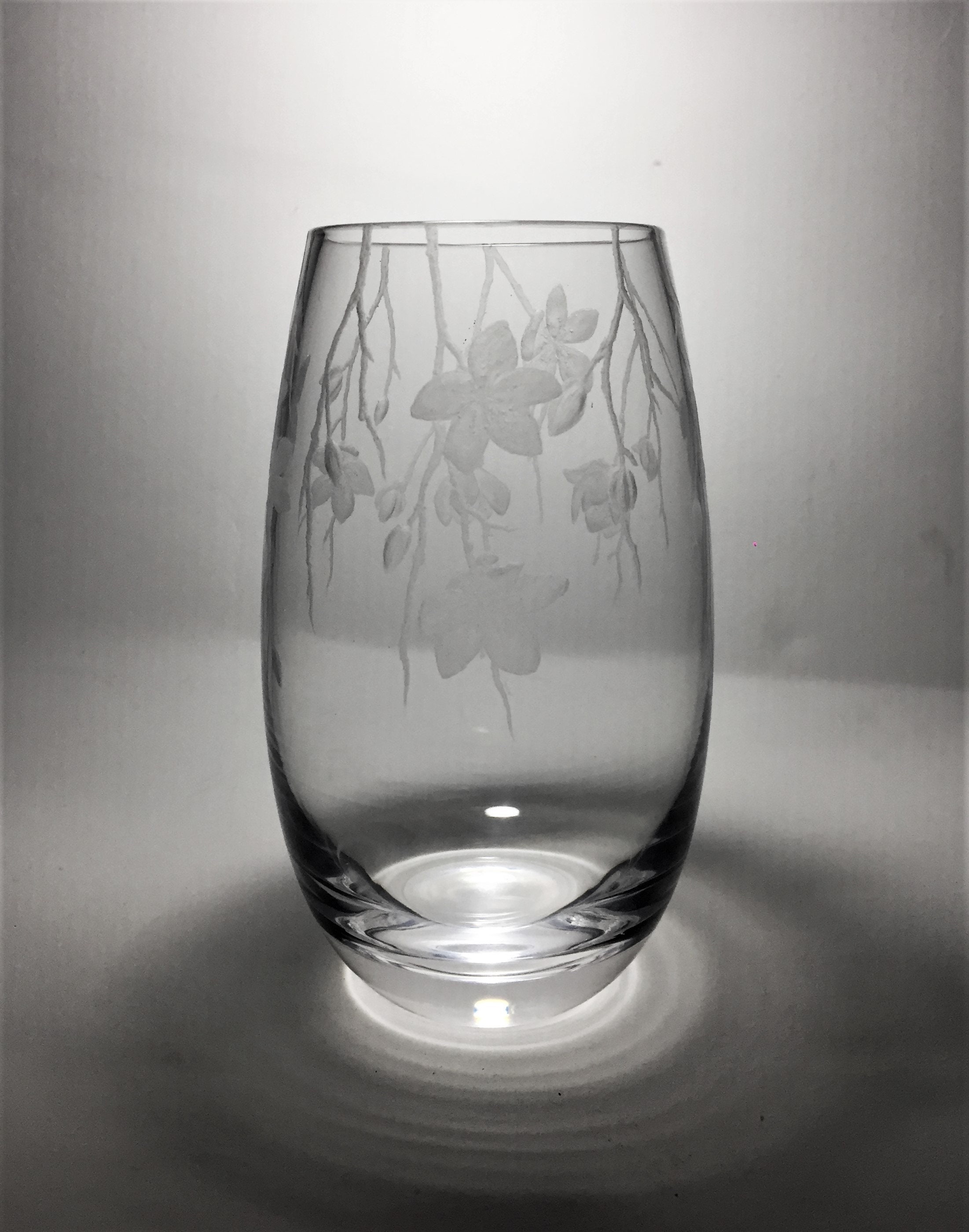Cherry Blossom - Glass Engraved Vase - Crystal Vase - Glass Art ...