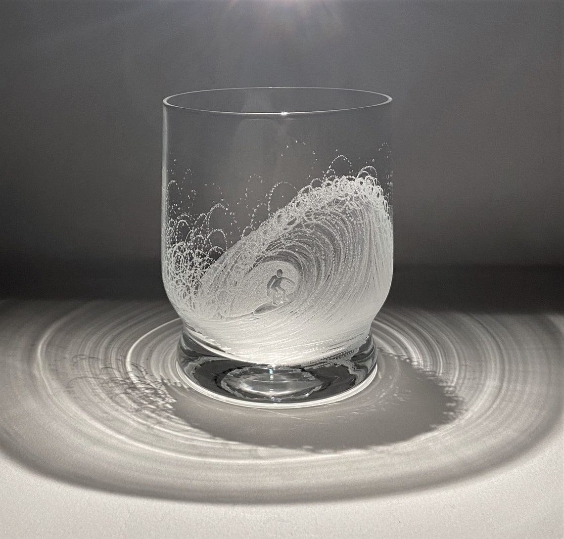 Hand Engraved Wave Whisky Glass Surf Glass Surfing Gift - Etsy
