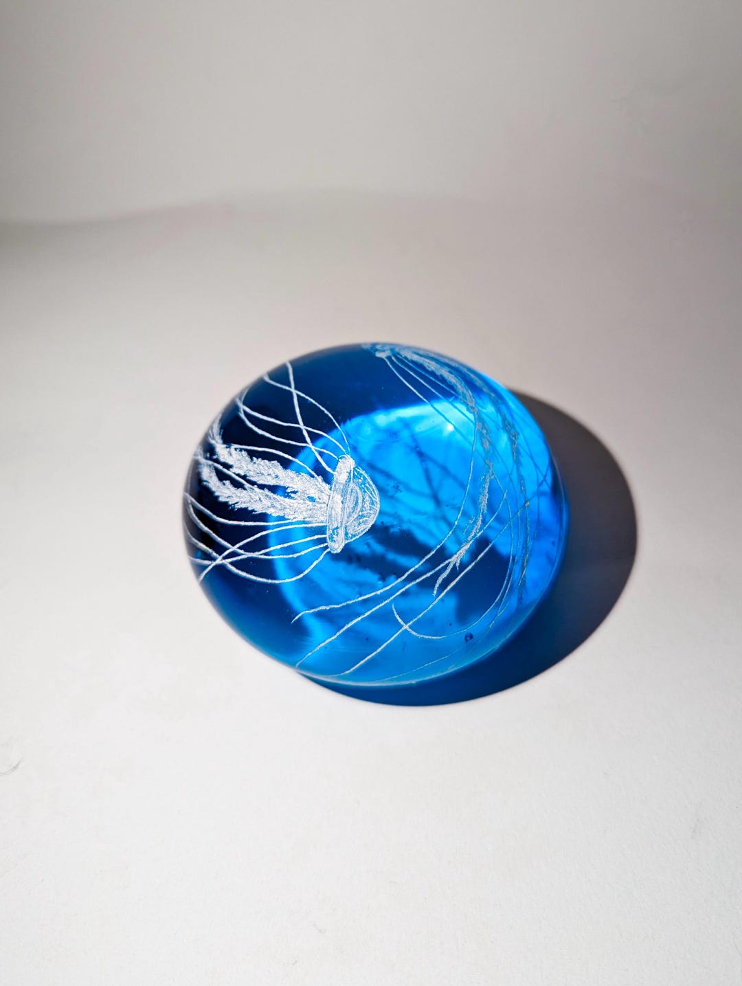 Jellyfish Paperweight - Blue Glass Paperweight - Blue Paperweight ...