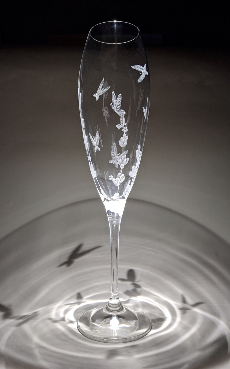 Hand Engraved Lavender & Butterfly Prosecco Glass – Personalized ...